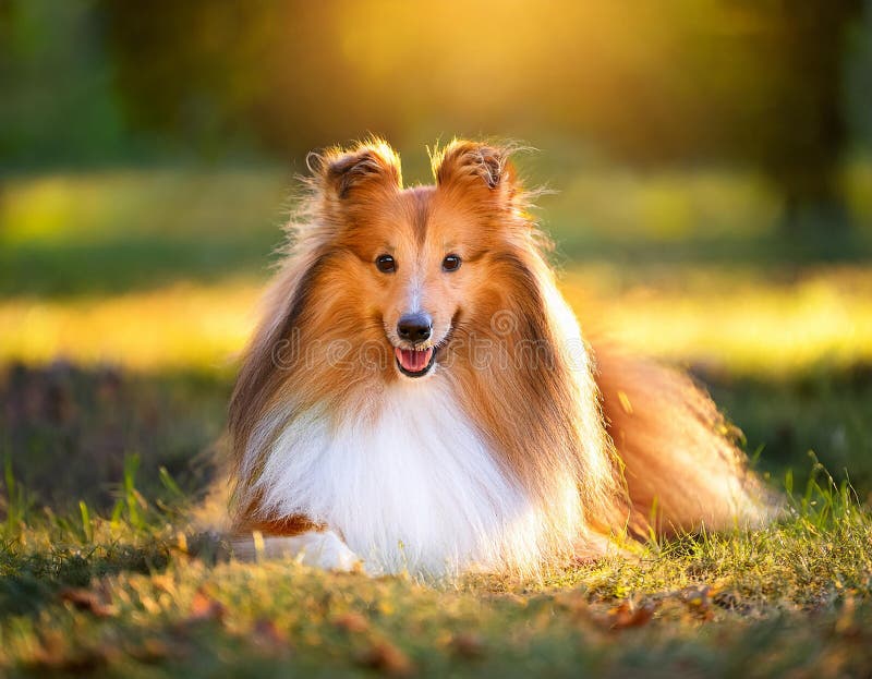 Ginger Dog in the Park. Sunny Day Stock Illustration - Illustration of ...