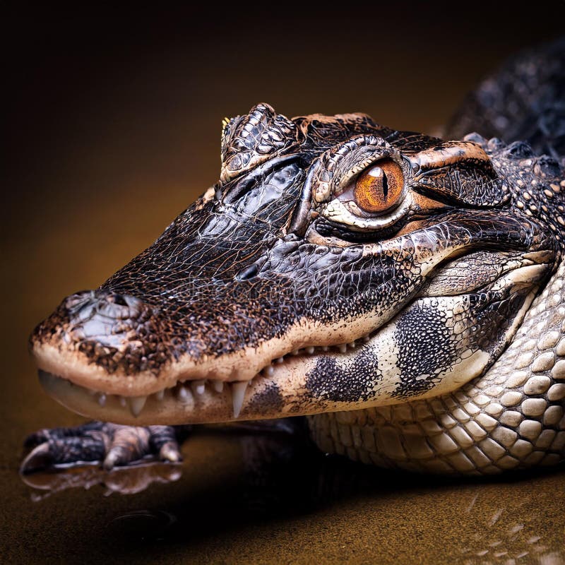 Portrait View of a Spectacled Caiman Caiman Crocodilus Stock ...