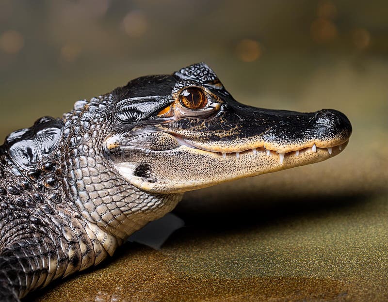 Portrait View of a Spectacled Caiman Caiman Crocodilus Stock ...