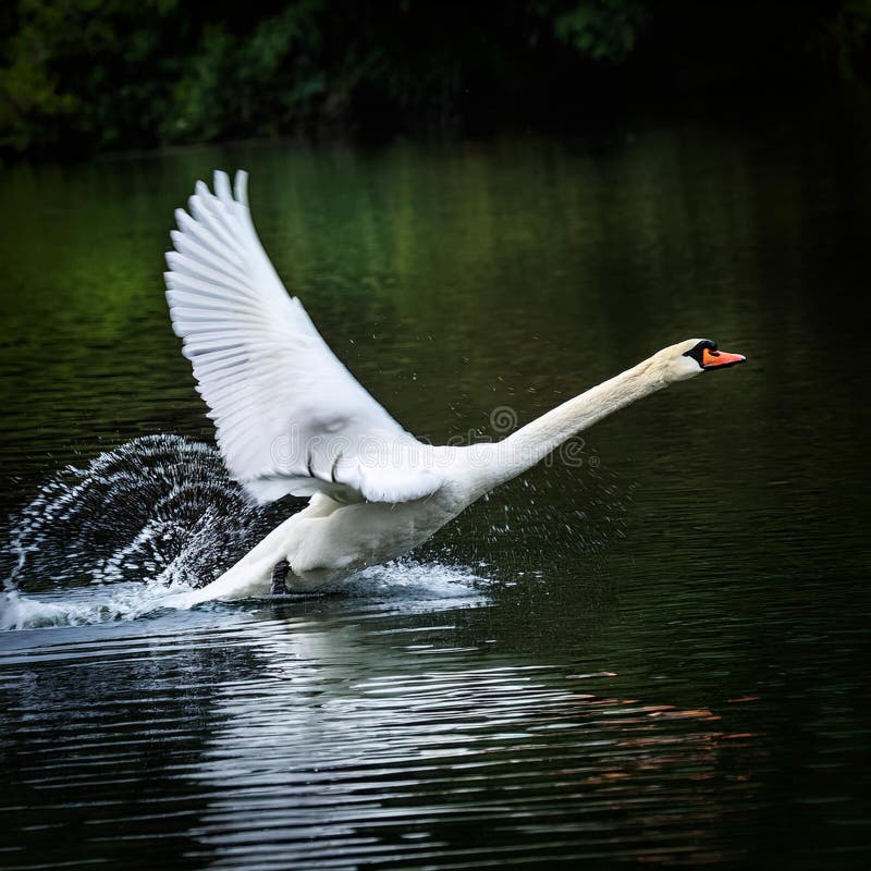 Swan White Portrait a Black Background Stock Photo - Image of lake ...