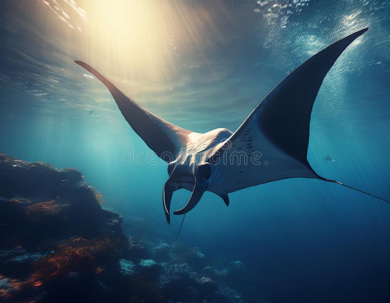 Cinematic Manta Ray Swimming Stock Illustrations – 15 Cinematic Manta ...