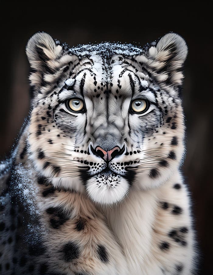 Snow Leopard Dark Background Cartoon Stock Photos - Free & Royalty-Free ...