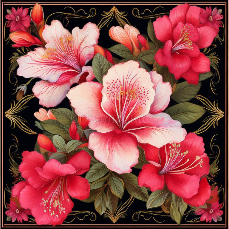 Flowers Bandana Pattern.Silk Scarf Design, Fashion Textile Stock ...