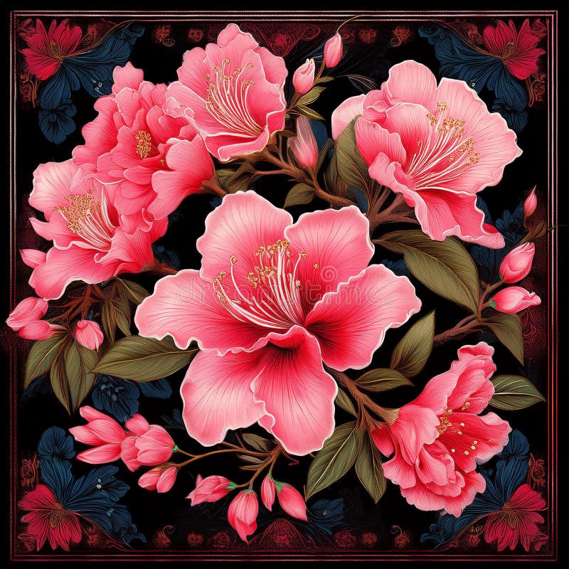 Flowers Bandana Pattern.Silk Scarf Design, Fashion Textile Stock ...