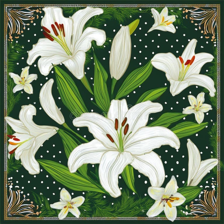 Flowers Bandana Pattern.Silk Scarf Design, Fashion Textile Stock ...