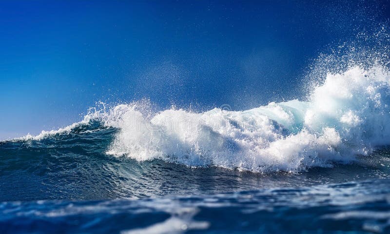 Powerful Ocean Wave Crashing Under Blue Sky Stock Image - Image of ...