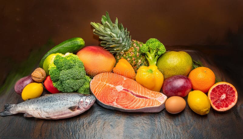 Food Variety Panorama, Shot from Above. a Selection of Healthy Foods ...