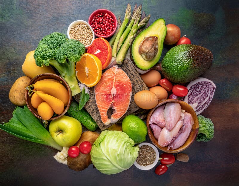 Food Variety Panorama, Shot from Above. a Selection of Healthy Foods ...