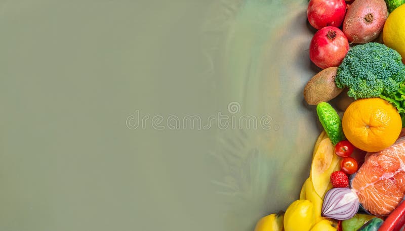 Food Variety Panorama, Shot from Above. a Selection of Healthy Foods ...