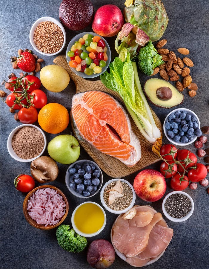Food Variety Panorama, Shot from Above. a Selection of Healthy Foods ...