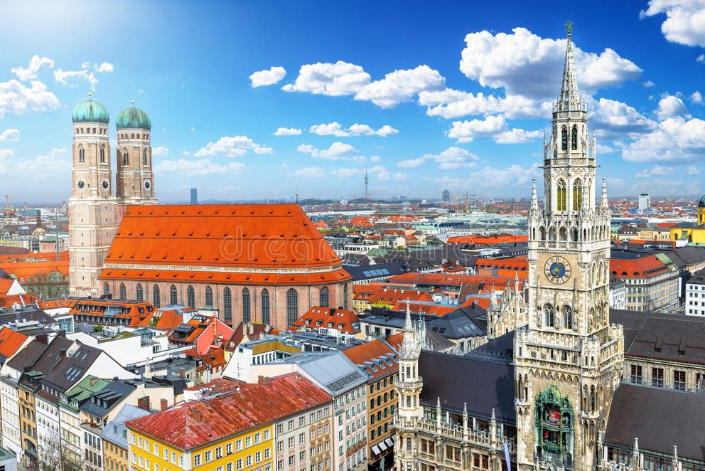 Elevated View of the Skyline of Munich, Germany Stock Image - Image of cathedral, attraction ...
