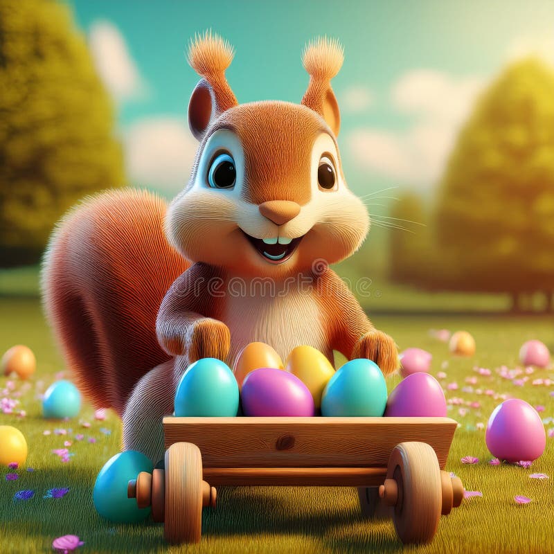 Squirrel Easter Eggs Wagon Cartoon Stock Photos - Free & Royalty-Free ...
