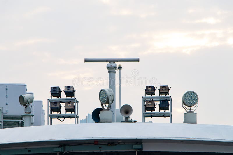 Ships Antenna Navigation System Clear Blue Sky Cruise Ship Stock Photos ...