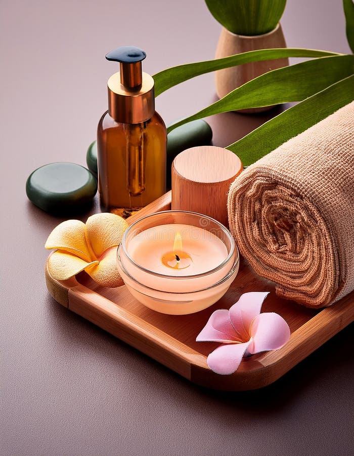 Spa Items. Close Up View of Spa Theme Objects on Color Back Stock ...