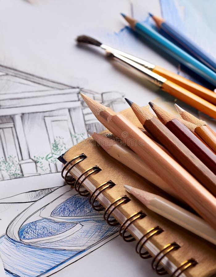 Pencil & painting job stock image. Image of focused - 366468837