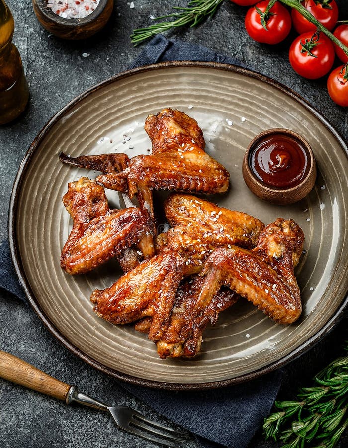 Food. Delicious Chicken Wings on the Table Stock Illustration ...