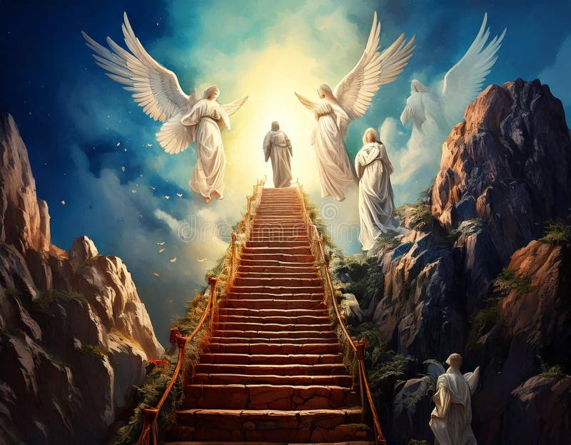 Angels Fly Up and Down on Jacob S Ladder. Stock Photo - Image of jacobs ...