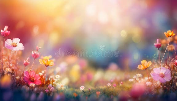 Spring Summer Background. Spring Summer Time Flowers Illustration ...