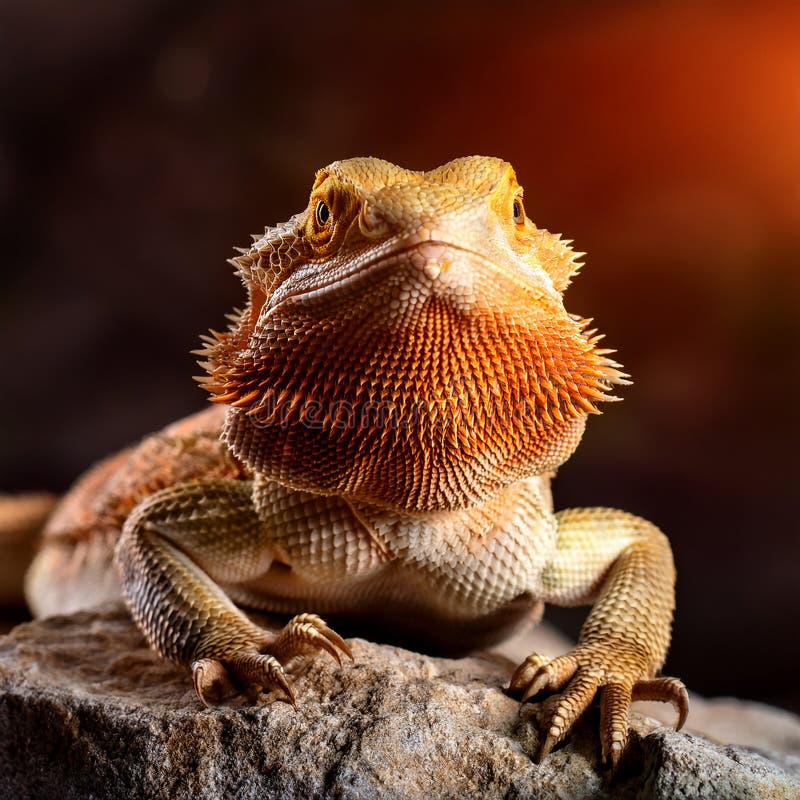 Bearded dragon on a rock stock illustration. Illustration of scales ...