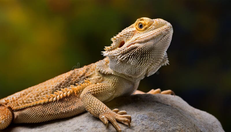 Bearded dragon on a rock stock illustration. Illustration of serpent ...
