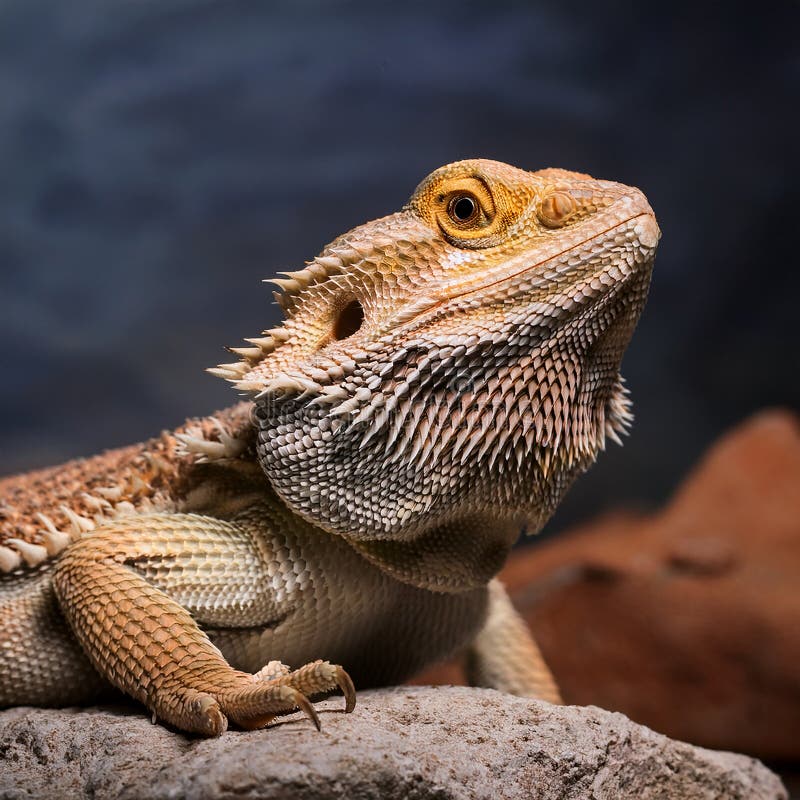 Bearded dragon on a rock stock illustration. Illustration of ridges ...
