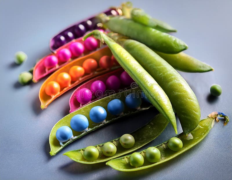 Colored Peapod. Photo of Peapod with Colored Peas Stock Illustration ...