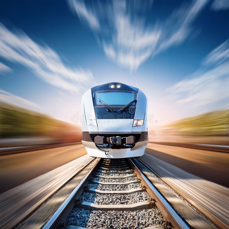 Speeding Train. Front Side Train with Blur Effect Stock Illustration ...