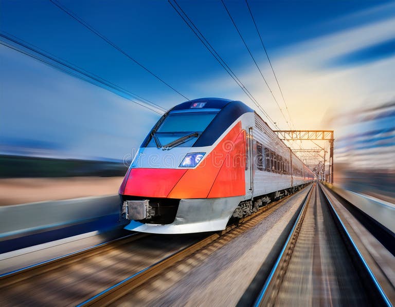 Speeding Train. Front Side Train with Blur Effect Stock Illustration ...