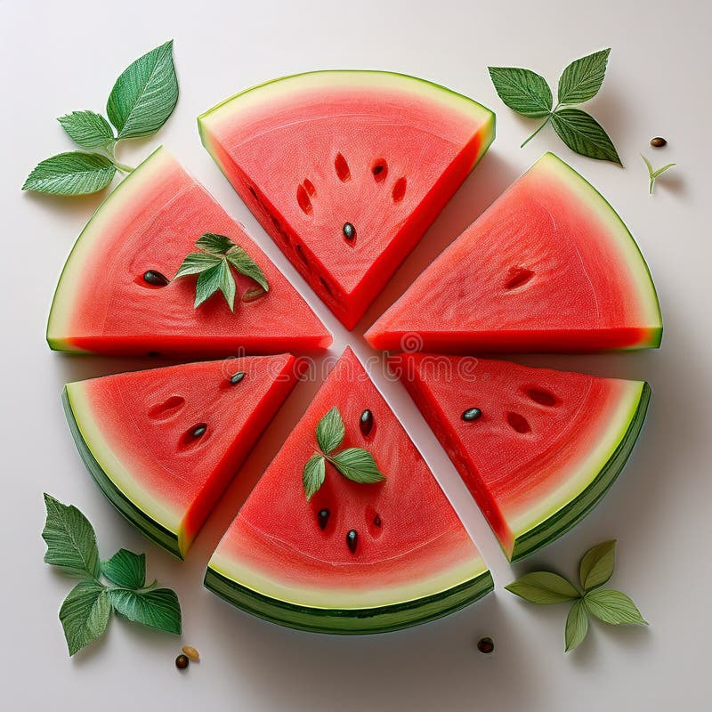 Watermelon Triangular Slices Isolated on White Background. AI Generated ...