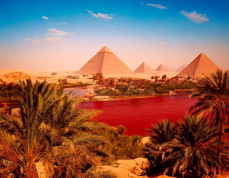 Nile River Colors Blood Red. Stock Illustration - Illustration of water ...
