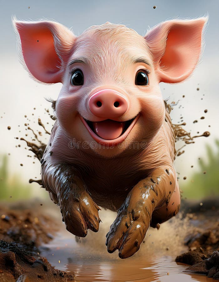 Piglet Running Mud Cartoon Stock Photos - Free & Royalty-Free Stock ...