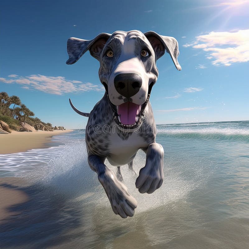 Great Dane Running Sea Beach Cartoon Stock Photos - Free & Royalty-Free ...
