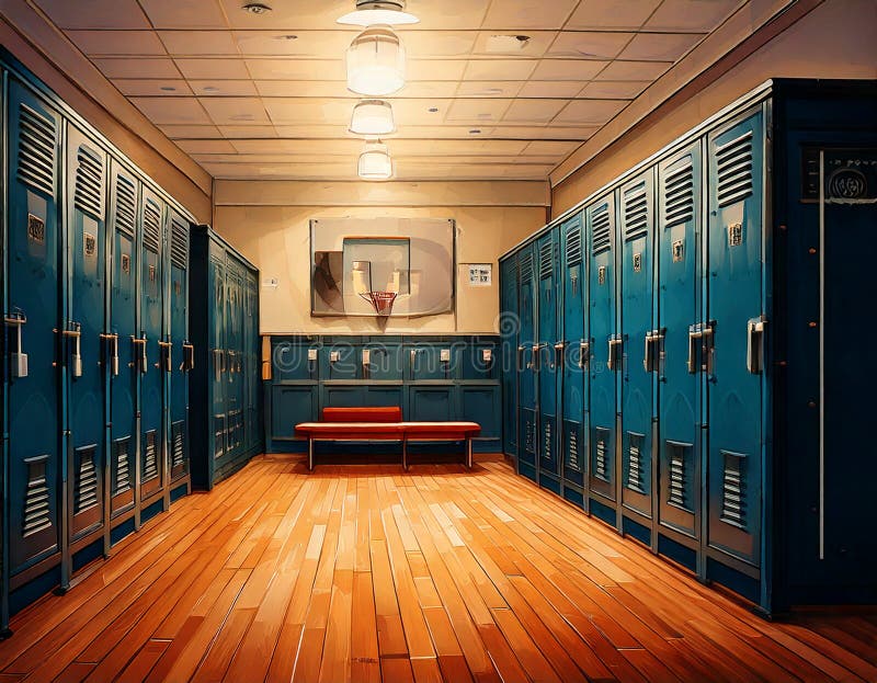 Blue Room with School Lockers, Changing Room Elementary School ...