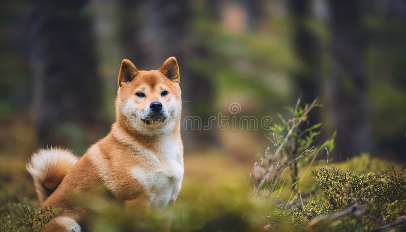 Shiba Inu stock illustration. Illustration of upright - 372345578