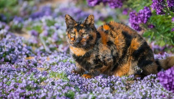 Gallant Cute Tortoiseshell Cat Stock Illustration - Illustration of ...