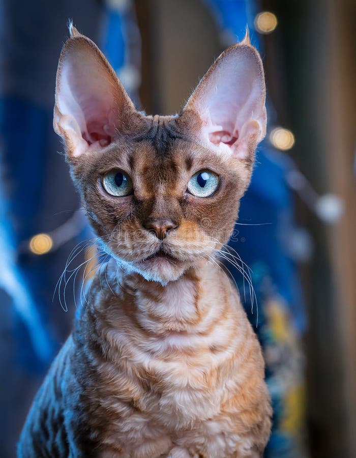 A Devon Rex cat stock illustration. Illustration of providing - 373131544