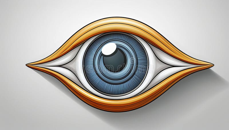 Eye Sign Raster Illustration, Paper Style Icon with Shadow. Stock ...