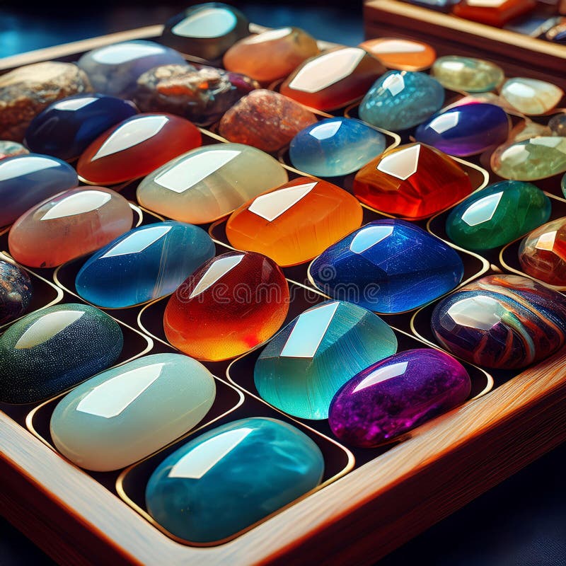 Tumbled Stones in a Display Stock Illustration - Illustration of stones ...