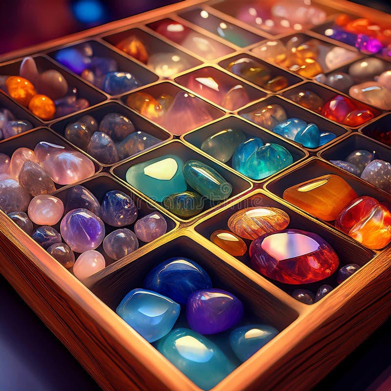 Tumbled Stones in a Display Stock Illustration - Illustration of stones ...