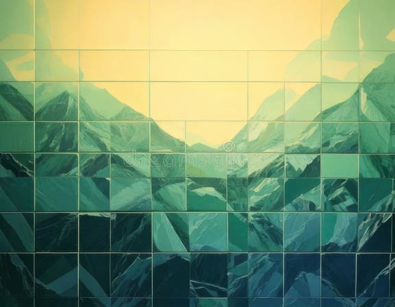 AI-Generated Mountain Tile Art Stock Illustration - Illustration of ...