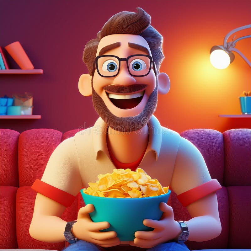 Person Watching Tv with Chips Cartoon Stock Image - Image of chips ...