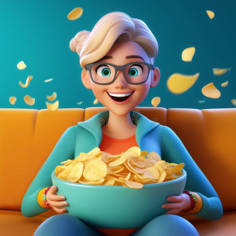 Person Watching Tv Chips Cartoon Stock Photos - Free & Royalty-Free ...