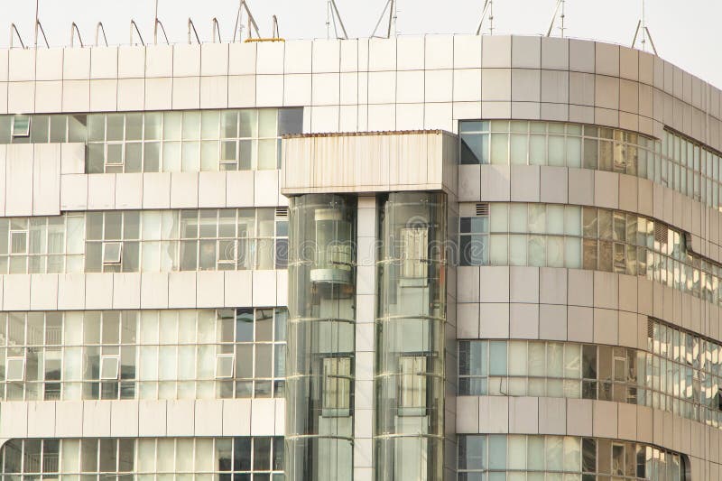 Glass Clear Elevator in Modern Building, Elevator in Business Center ...