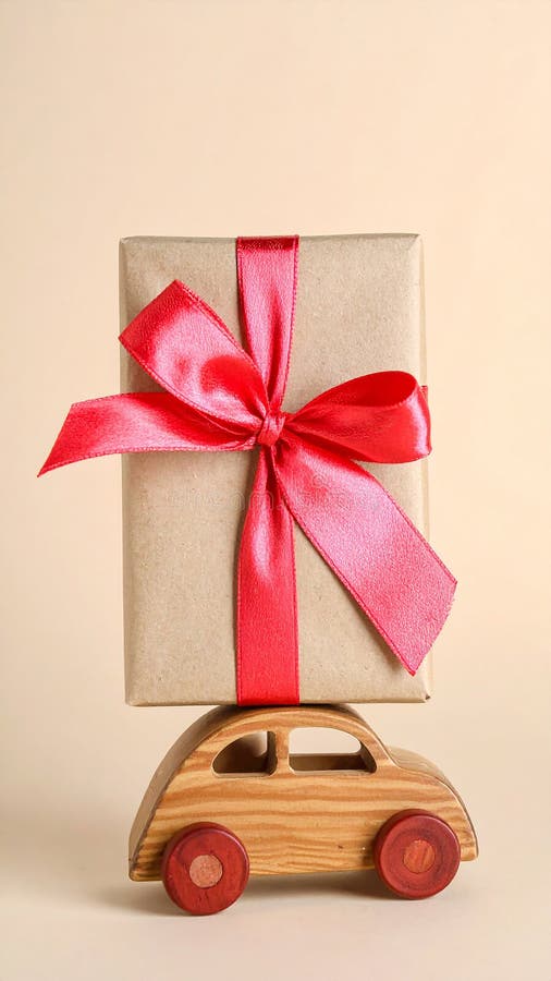 Car with Staple Gift on Neutral Background Stock Illustration ...