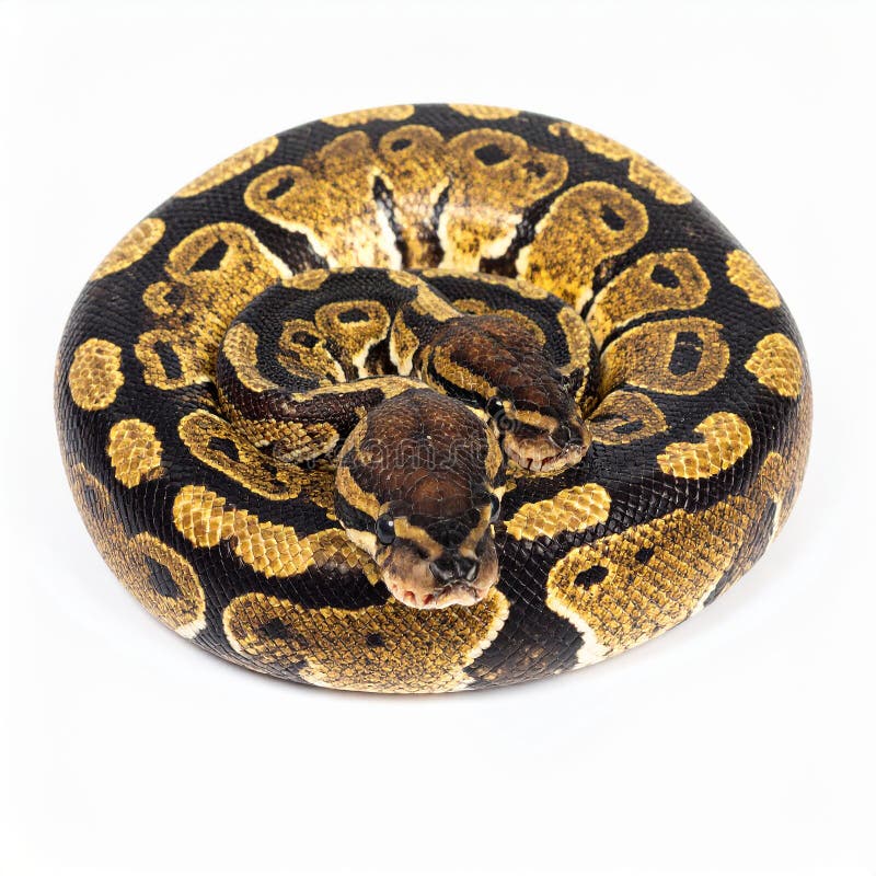 Closeup of a African Coiled Royal or Ball Python Snake on a White Background Stock Illustration ...