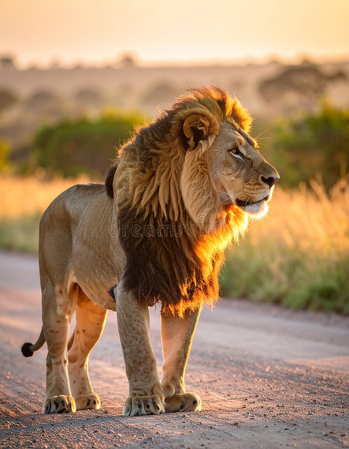 Male Lion Africa. Adult Male Lion Standing. the Lion is Part of the ...