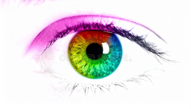 Close-up of a Colorful Rainbow Eye Header Isolated on Panoramic White ...