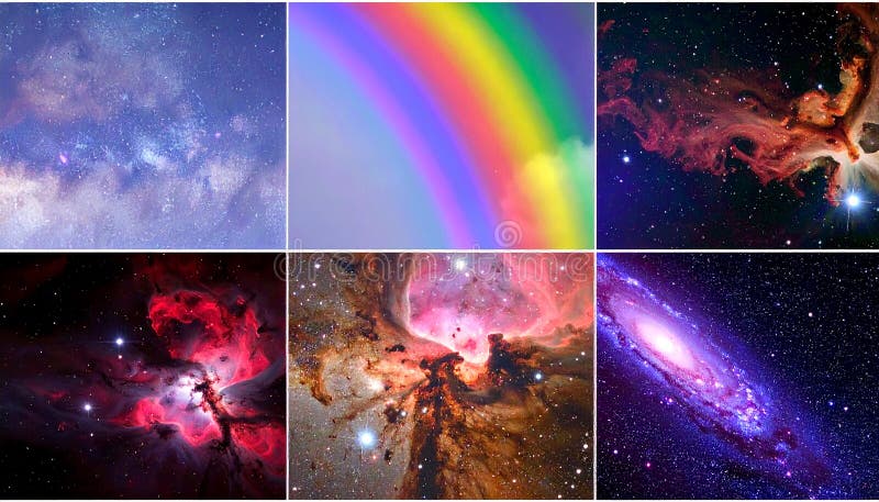 Space Nebula and Galaxy Rainbow Collage - Elements of this Image are ...