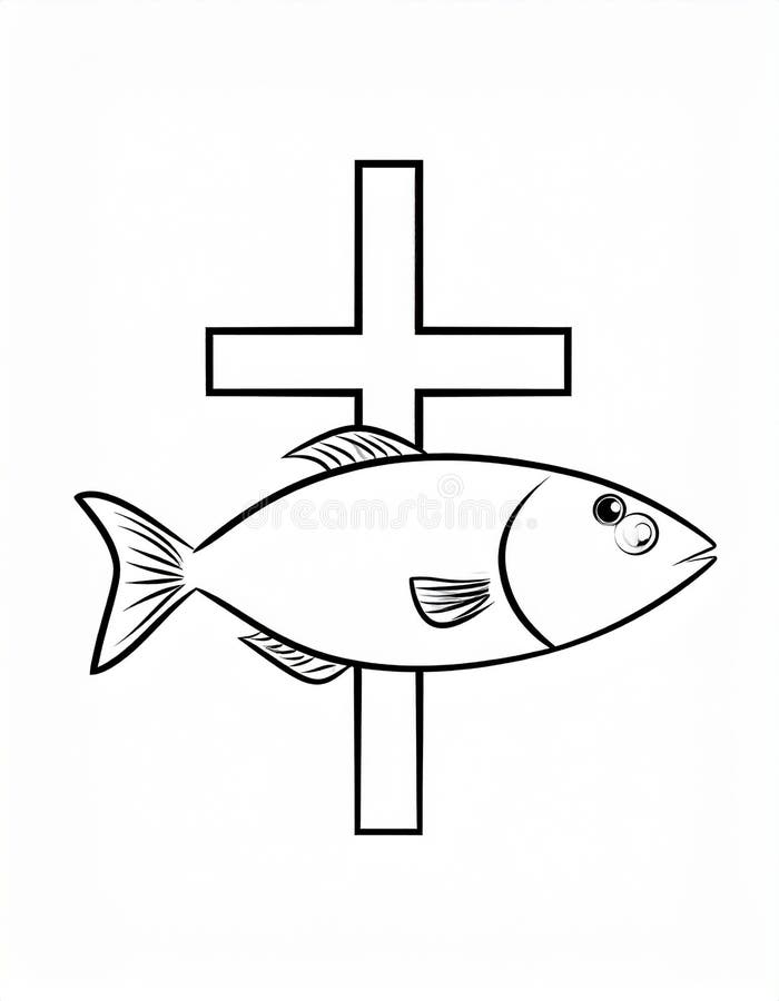 A Vector Drawing Represents Jesus Cross Bible Fish Design Stock ...