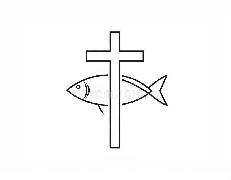 A Vector Drawing Represents Jesus Cross Bible Fish Design Stock ...
